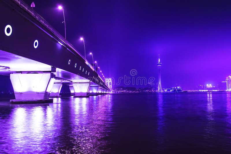 Night Macau. stock image. Image of horizon, bright, colony - 29825147