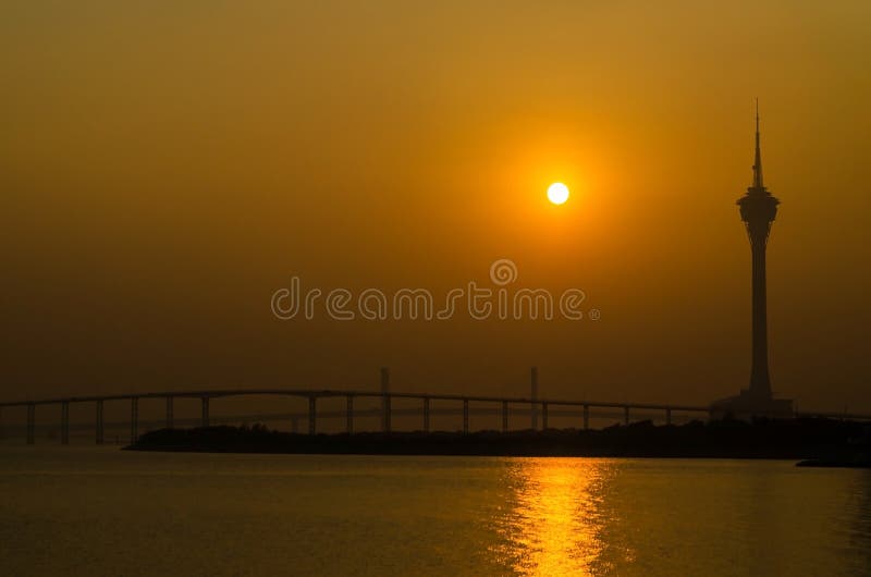 Macau Tower and Sunset at Macau Stock Photo - Image of asia, beautiful ...