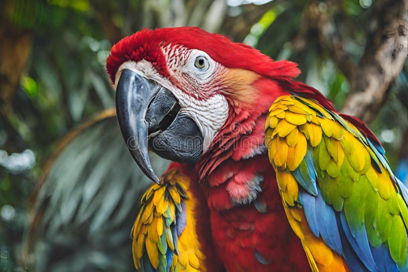 Vibrant Beauty: Red and Yellow Macaw Portrait Stock Illustration ...
