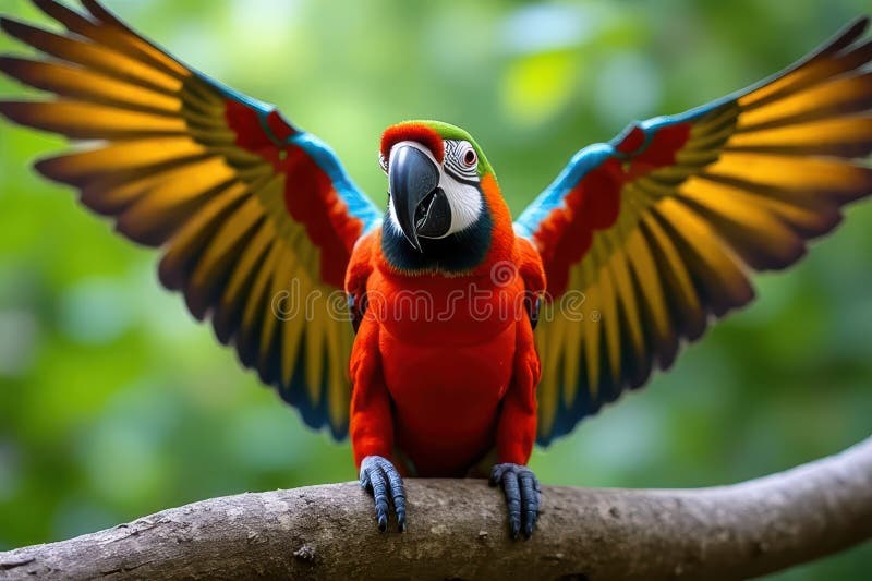 Macaw in Motion stock illustration. Illustration of nature - 377436904
