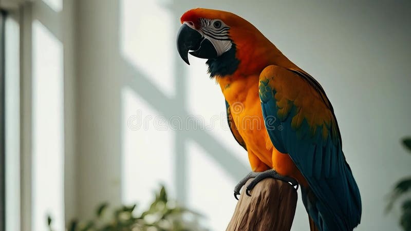The Macaw is in the Room, Sitting on a Stand or on a Railing ...