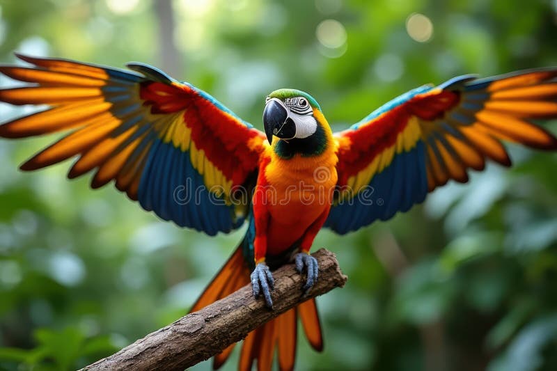 Macaw Soaring stock illustration. Illustration of green - 377436915