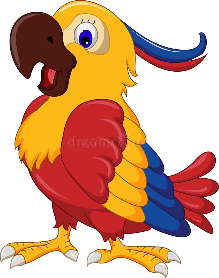 Macaw Bird Cartoon With Blank Sign Stock Vector - Illustration of blue ...