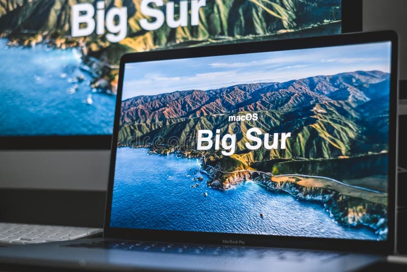 MacBook with Mac OS Big Sur Background Logo on the Screen Editorial ...