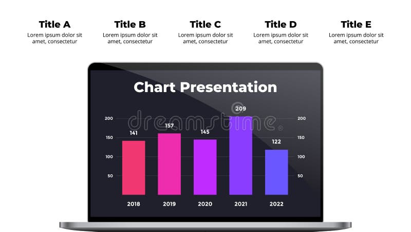 Macbook Mock Up. Laptop Infographic Slide Template. Business 5 Steps ...