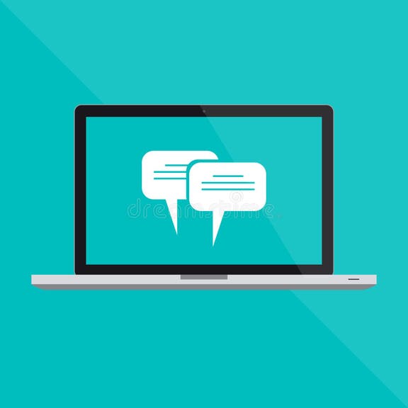 MacBook Pro Flat Laptop and a Chat Message Stock Illustration ...