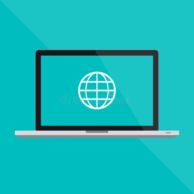 MacBook Pro Flat Laptop and a Internet Stock Illustration ...