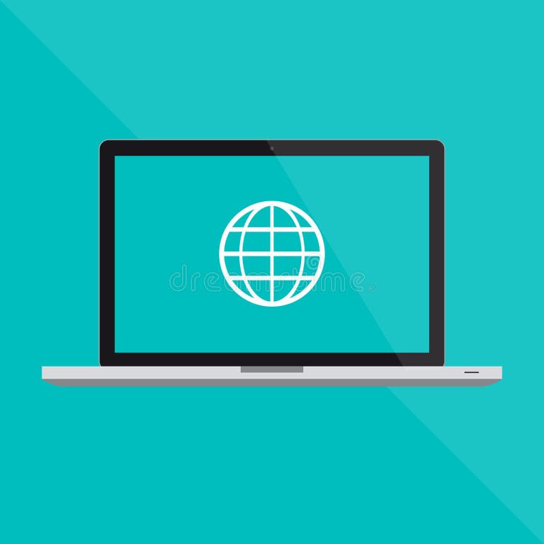 MacBook Pro Flat Laptop and a Internet Stock Illustration ...