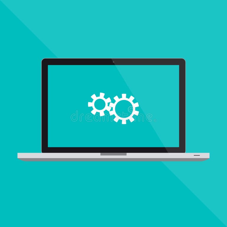 MacBook Pro Flat Laptop and a Settings Stock Illustration ...