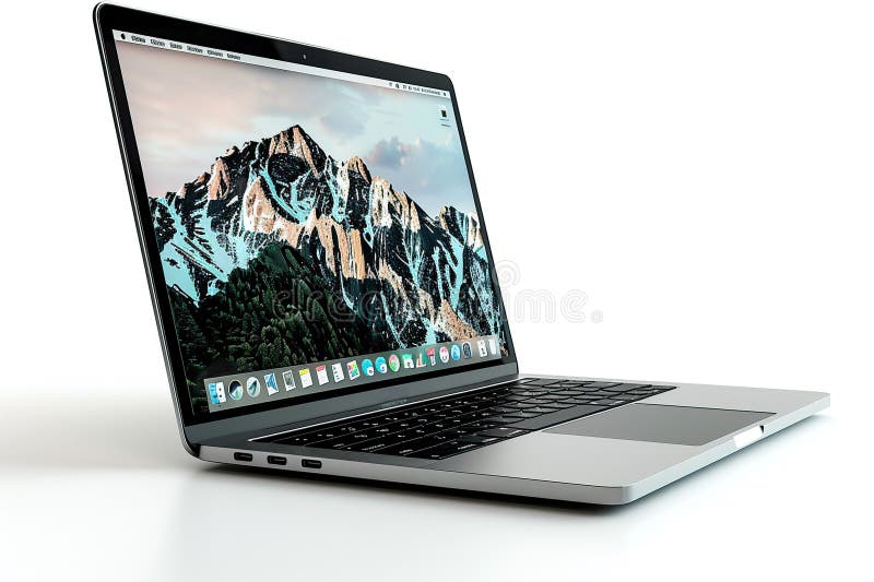 MacBook Pro with Mountain Landscape Wallpaper Stock Illustration ...