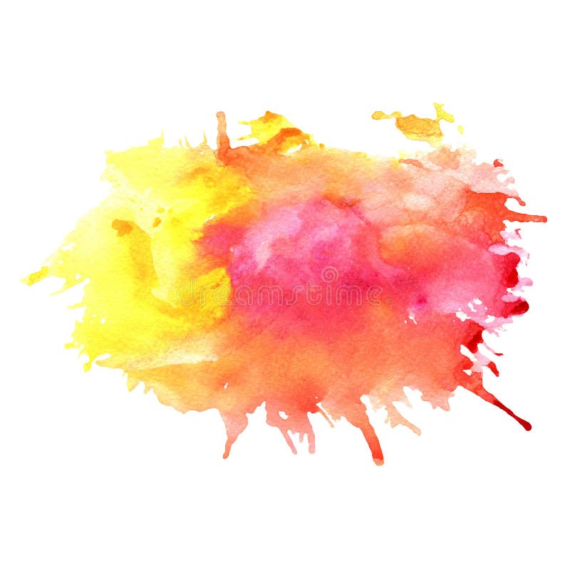 Macchia Rossa E Gialla Dell'acquerello Con Le Macchie Illustrazione di ...