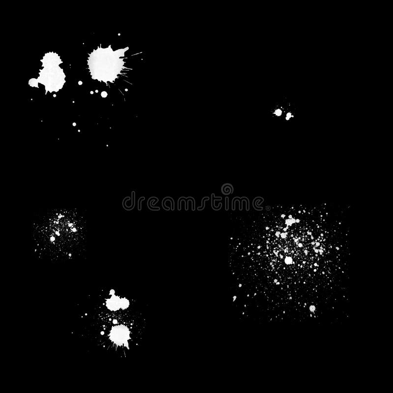 Macchie Bianche Isolate Dell'inchiostro Sul Nero Illustrazione di Stock ...