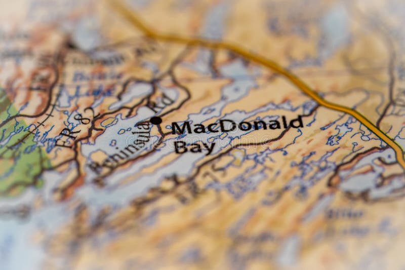 MacDonald Bay, Ontario, Canada Highlighted on a World Map Stock Image ...