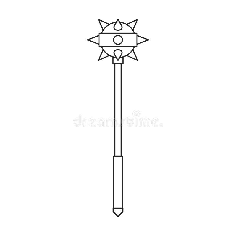 Mace Vector Icon.Outline Vector Icon Isolated on White Background Mace ...