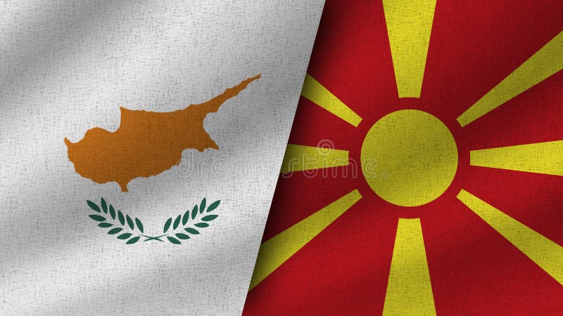 Macedonia and Cyprus Realistic Two Flags Together Stock Illustration ...