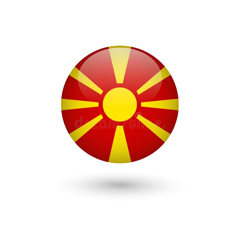 Macedonia Flag Round Glossy Stock Vector - Illustration of frame ...