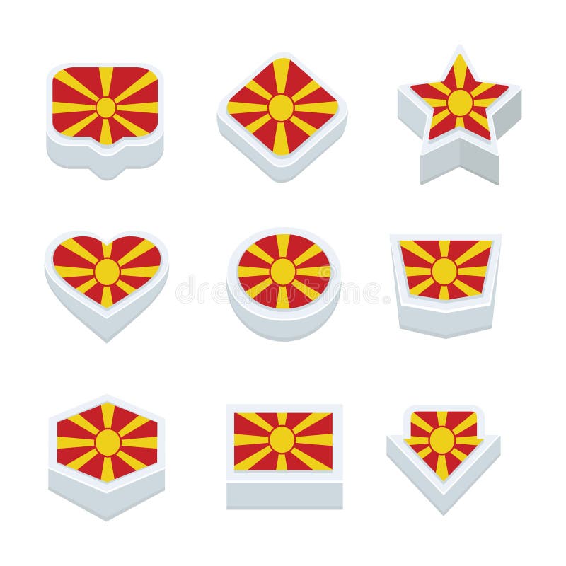 Macedonia Flags Icons and Button Set Nine Styles Stock Vector ...