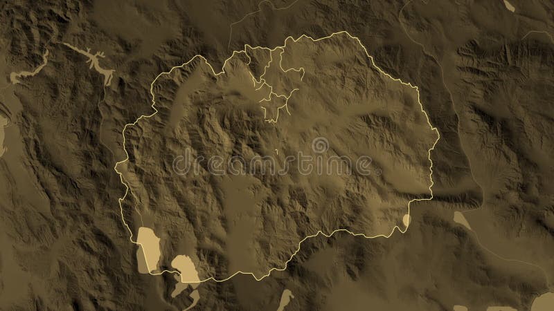 Macedonia Map - Solid. Regions. Sepia. Labels Stock Video - Video of ...