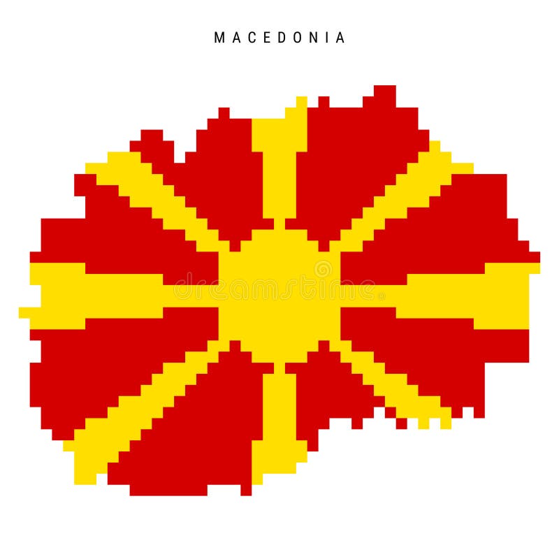 Macedonia Pixel Flag Map Icon. Flat Vector Illustration Isolated on ...