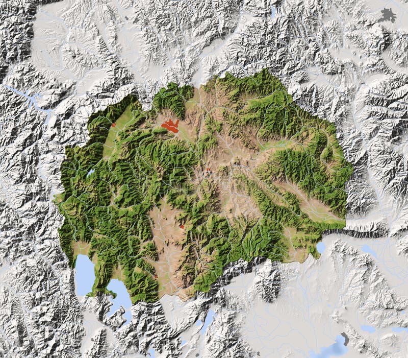 Macedonia, Shaded Relief Map Stock Illustration - Illustration of ...