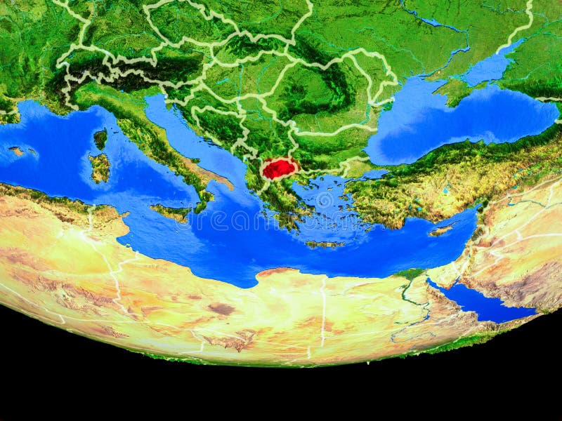 Macedonia from Space on Earth Stock Illustration - Illustration of ...