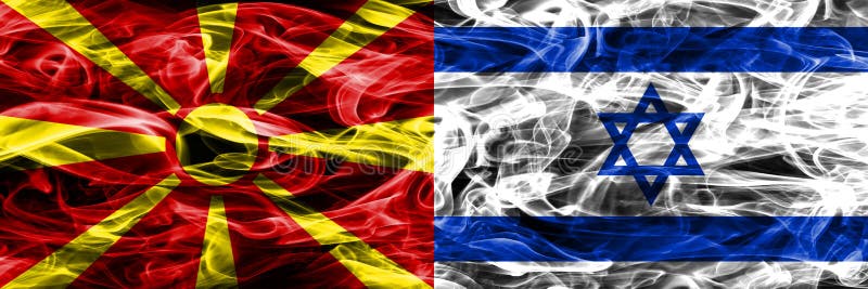 Macedonia Vs Israel Colorful Concept Smoke Flags Placed Side by Side ...