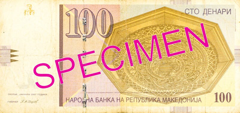 100 Macedonian Denar Bank Note Obverse Stock Photo - Image of paper ...