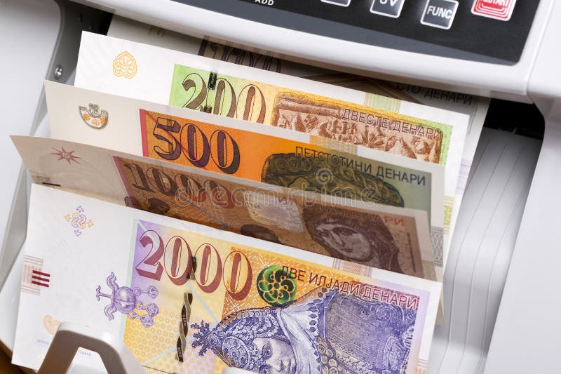 Macedonian Denar in a Counting Machine Stock Photo - Image of counting ...