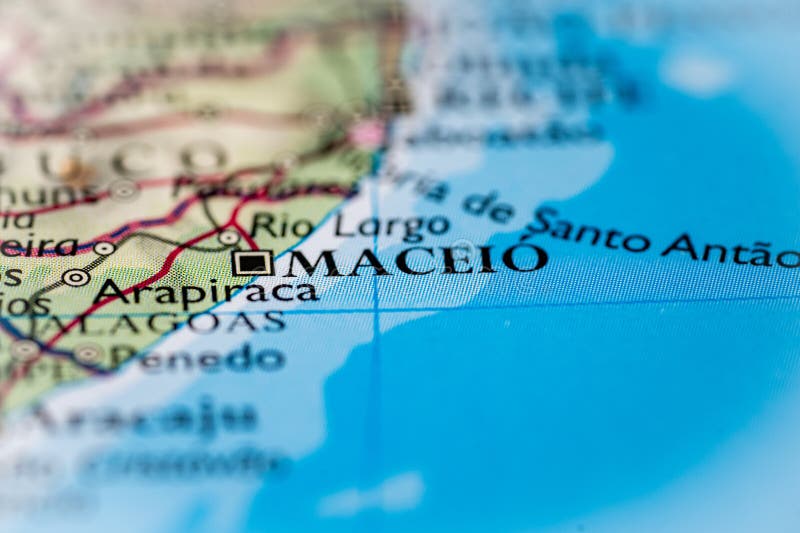 Maceio, Brazil Highlighted on a World Map Stock Photo - Image of ...