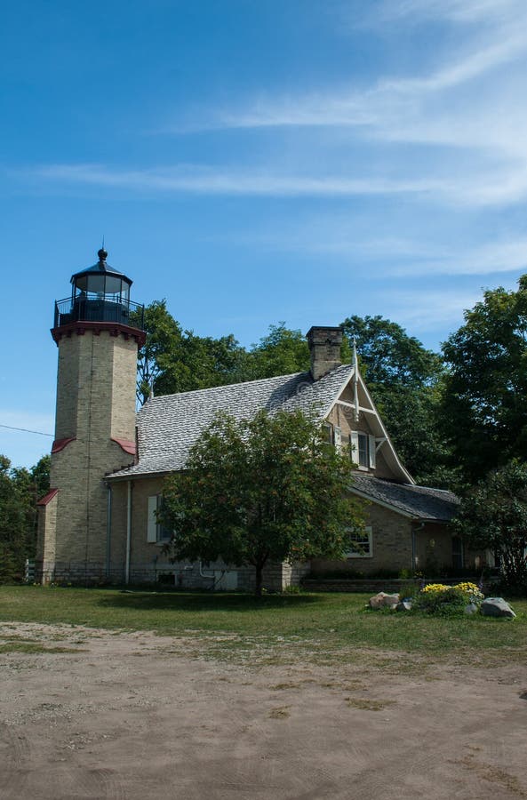 Macgulpin Point Light, Mackinac City, Michigan Stock Photo - Image of ...