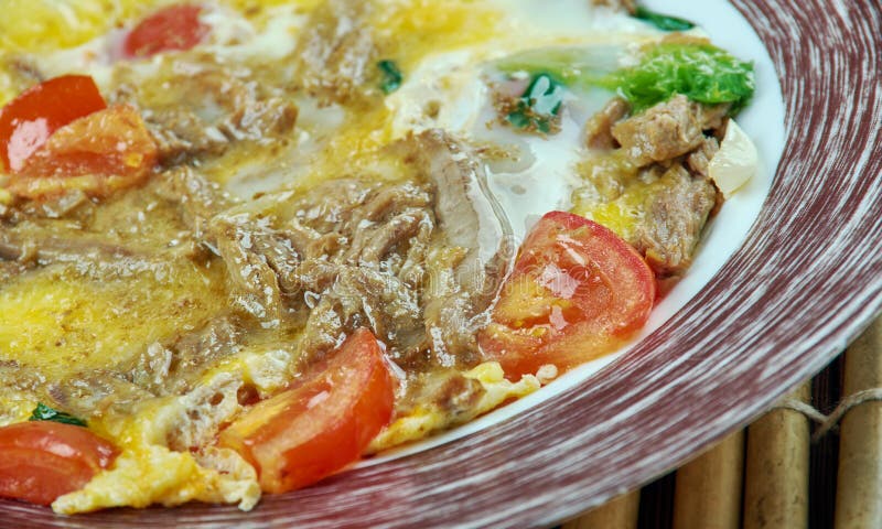 Machacado con huevo stock photo. Image of beef, breakfast - 82539210