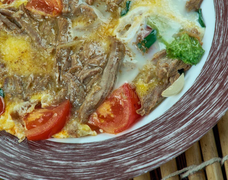 Machacado con huevo stock photo. Image of huevos, breakfast - 92533994