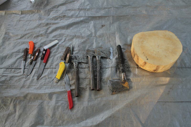 Machete and cutting board stock photo. Image of ingredient - 265167860