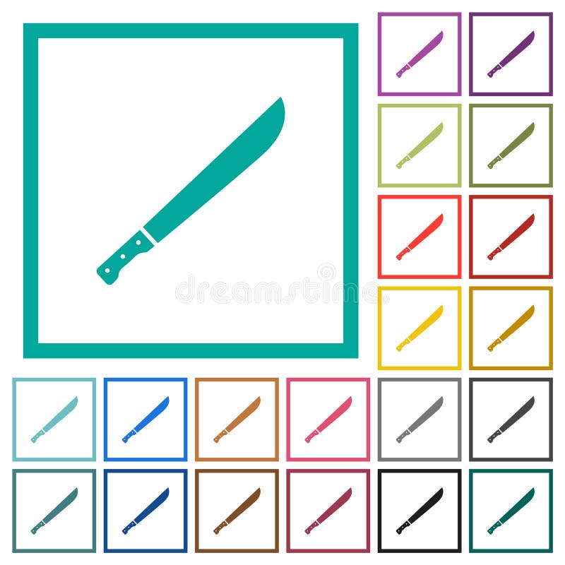 Machete Flat Color Icons in Round Outlines Stock Vector - Illustration ...