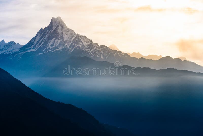 Machhapuchhare, Nepal. stock photo. Image of attraction - 73622876