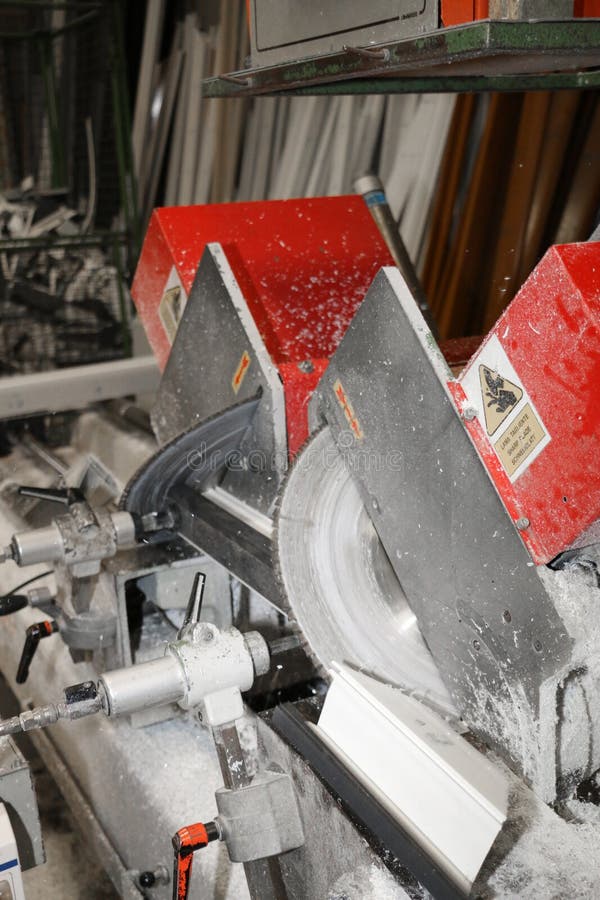 A Machine Adjust a Profile in a Carpentry Specializing in PVC Stock ...