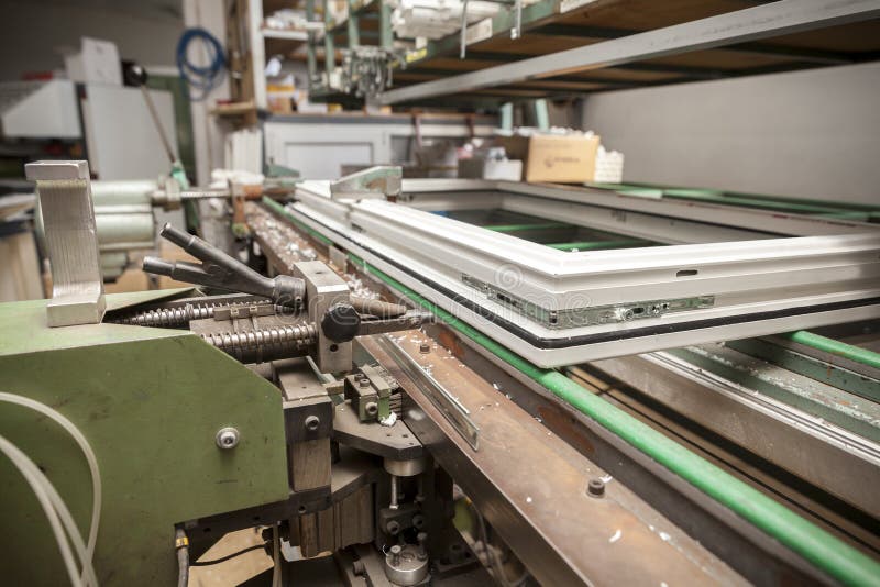 Machine for Assembly of Plastic Windows Stock Photo - Image of frame ...