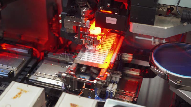 The Machine Automatically Places Diode Chip on the Lighting Panel. High ...