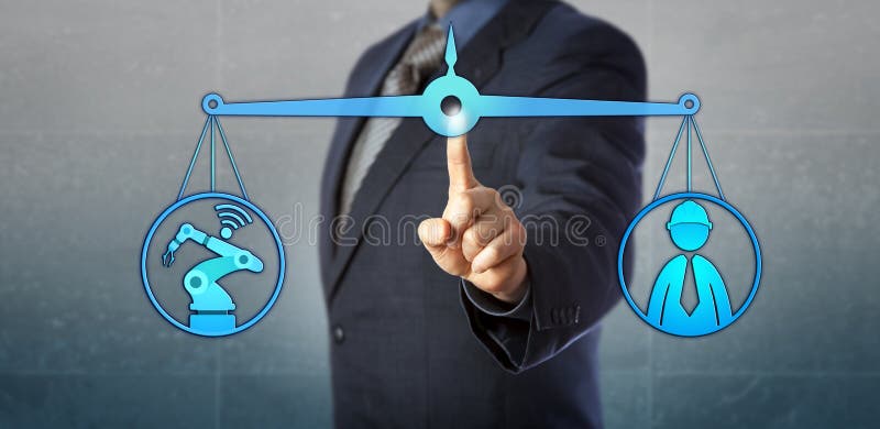 Machine Automation on a Par with Human Labor Stock Image - Image of ...