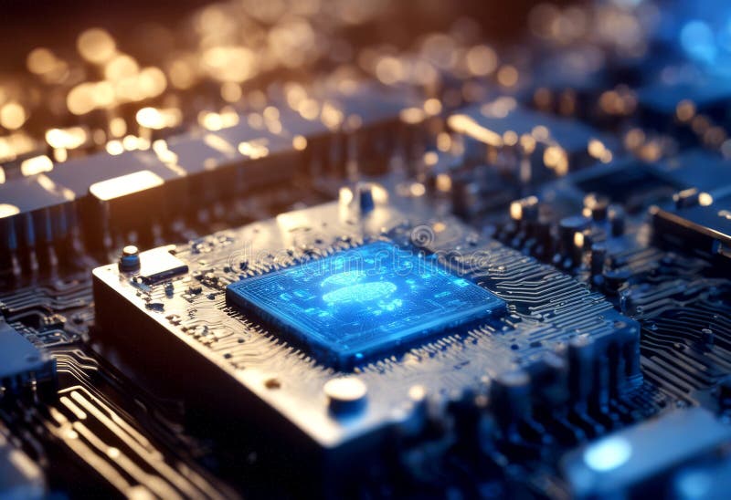 Machine Background 3d Blue Big Circuit Ai Motherboard Rendering ...