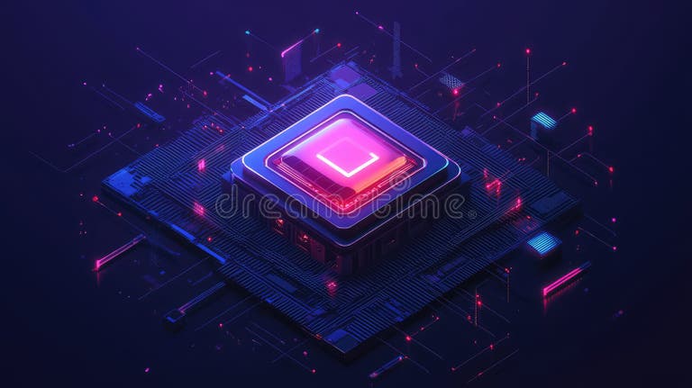 Machine blinking AI core stock illustration. Illustration of ...