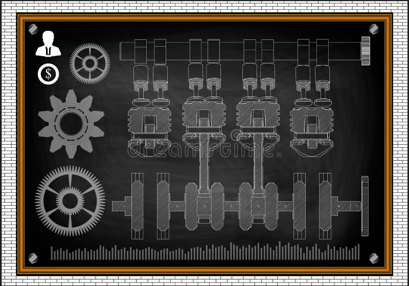 The car engine and gears stock vector. Illustration of drive - 109111557