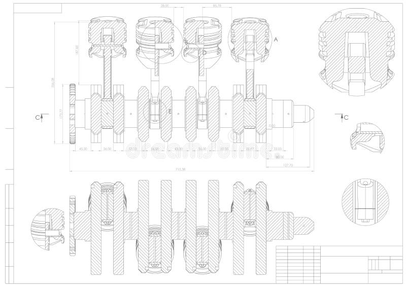 Car Engine Technical Drawing Stock Illustrations – 5,343 Car Engine ...