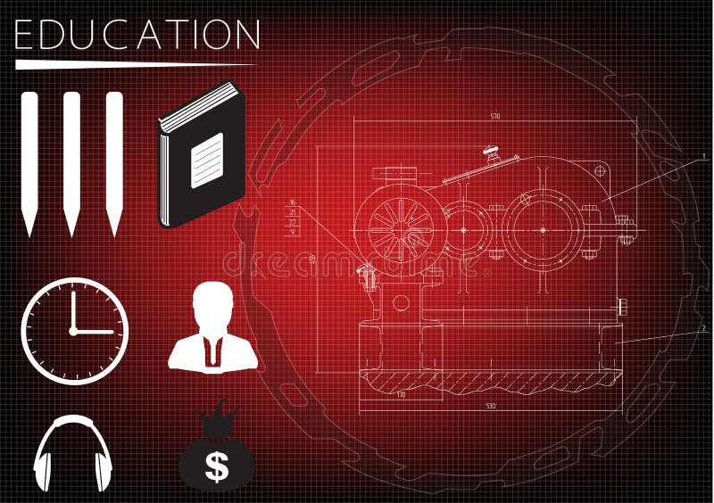 Machine-building Drawing and the Inscription `education` Stock Vector ...