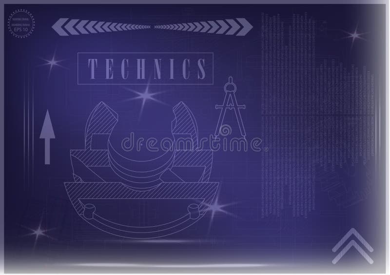 Machine-building Drawings on a Blue Background Stock Vector ...