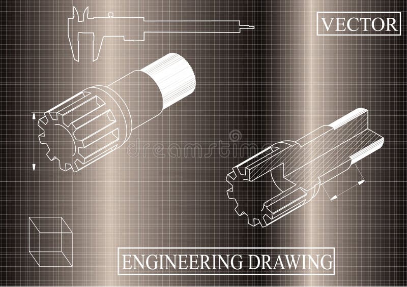 Machine-building Drawings on a Brown Background, Shaft Stock Vector ...