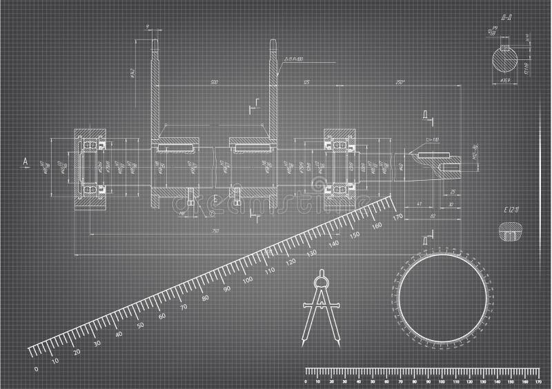 Machine-building Drawings on a Gray Background Stock Vector ...