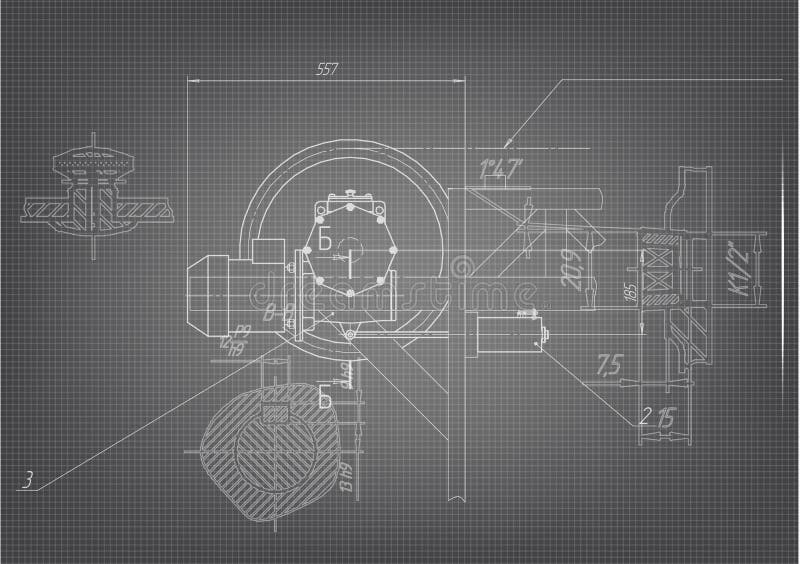 Machine-building Drawings on a Gray Background Stock Vector ...