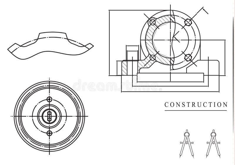 Machine-building Drawings on a White Background Stock Vector ...