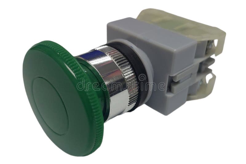 Machine Button Hand Press Button Green Colour Stock Image - Image of ...